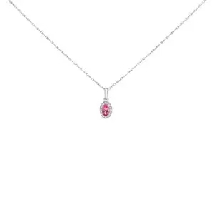 HAUS OF BRILLIANCE 10k White Gold Gemstone And Diamond Accent Pendant Necklace - Pink Tourmaline | White